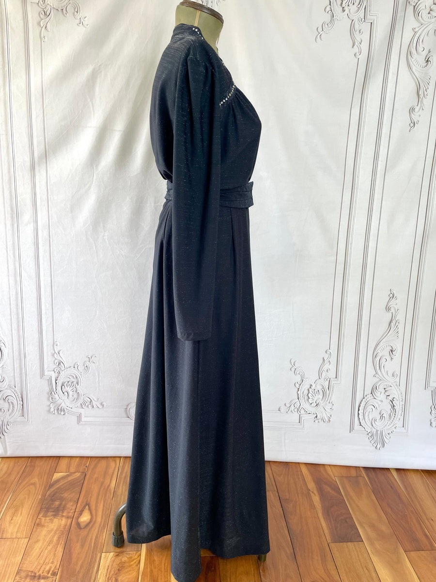 1970s Sparkle Diamante Peggy Lane Maxi Evening Gown – Voluptuous Vintage